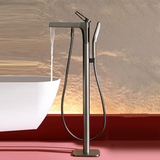 Bathroom Faucet Floor Standing Handheld Shower Head Rod Handle Faucet ...