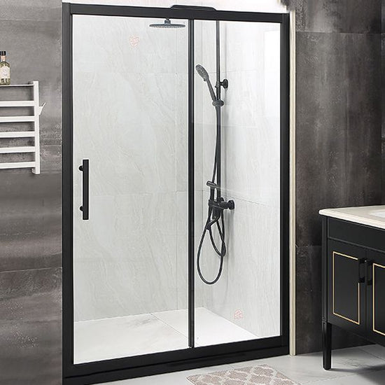 Modern Black Frame Shower Bath Door Transparent Single Sliding Shower ...