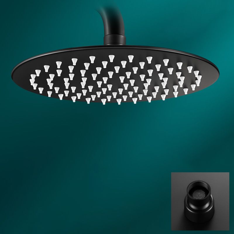 Black Round Fixed Shower Head Modern Style Wall-Mount Showerhead ...