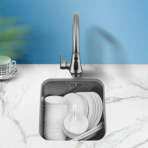 Square Stainless Steel Kitchen Sink Single Bowl Sink with Drain ...