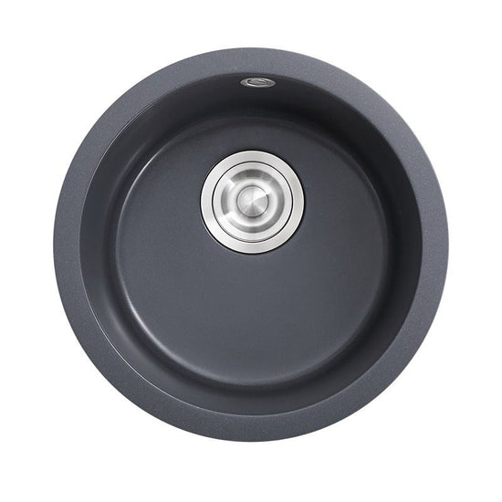 Black Round Kitchen Sink Contemporary Drop-In 1 Holes Single Bowl Sink ...