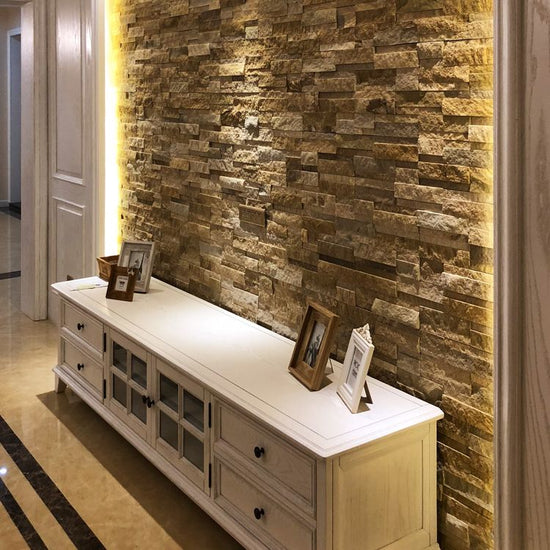 Rectangle Engineered Stone Tile Fire Resistant Stacked Stone Wall Tile ...