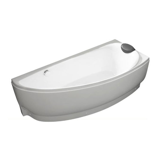 Modern Corner Bath Back to Wall Acrylic Soaking White Bathtub - Clearhalo