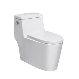 White Ceramic Floor Toilet Elongated One Piece Toilet with Glazed ...