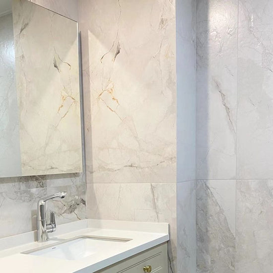 Rectangle White Singular Tile Marble Floor and Wall for Bathroom ...