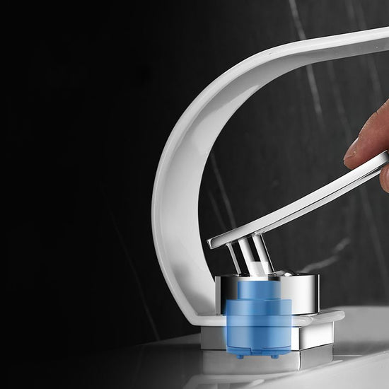 Bathroom Faucet Brass Waterfall Spout Lever Handle Washroom Sink Faucet ...