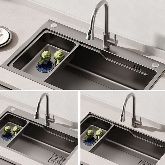 Contemporary Style Kitchen Sink Set Stainless Steel Friction Resistant ...