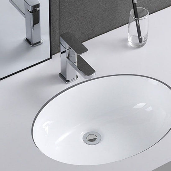 Modern Undermount Vanity Sink Porcelain Shut-Off Valve Included ...
