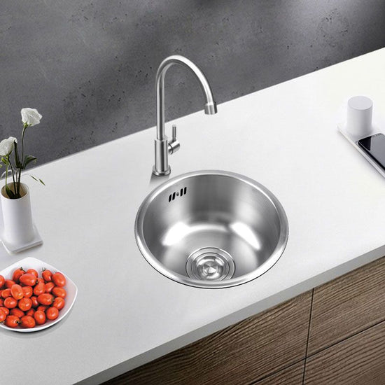 Round Stainless Steel Kitchen Sink with Drain Assembly Drop-In Sink ...