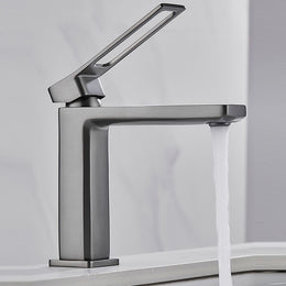 Modern Knob Handle Square Faucet Brass Deck Mounted Bathroom Sink ...