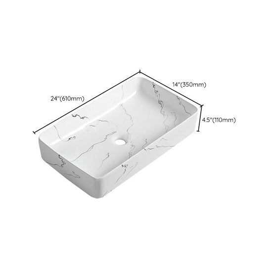 Modern Porcelain Trough Sink Oval-shape Trough Bathroom Sink - Clearhalo