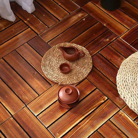 4-Slat Wood Floor Tiles Interlocking Installation Floor Board Tiles ...