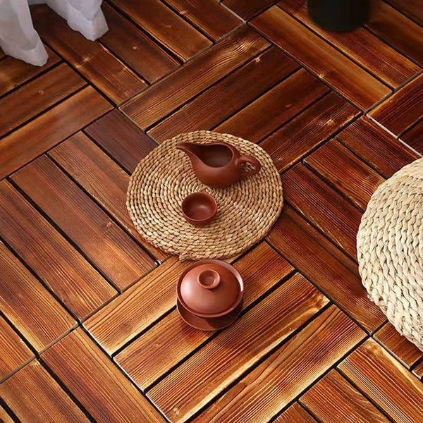 4-Slat Wood Floor Tiles Interlocking Installation Floor Board Tiles ...