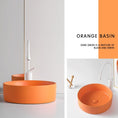 Round White and Orange Trough Bathroom Sink Porcelain Trough Bathroom ...