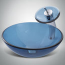 Modern Vessel Sink Oval Glass with Pop-Up Drain and Faucet Vessel ...
