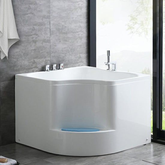 Modern Corner Soaking Bathtub White Acrylic Bathtub with Center-Front ...