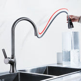 Contemporary Retractable Kitchen Faucet Copper Single Handle High Arc ...