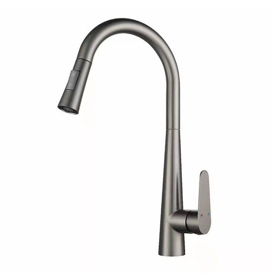 Modern Retractable Kitchen Faucet Stainless Steel 1-Handle High Arc ...