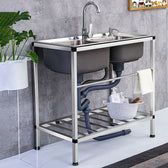 2-Bowl Sink Stainless Steel Kitchen Sink with Drain Assembly and Base ...