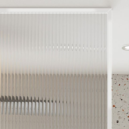 Fixed Shower Screen White Full Frame Tempered Glass Shower Door - Clearhalo