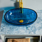 Modern Vessel Sink Oval Glass with Pop-Up Drain and Faucet Vessel ...