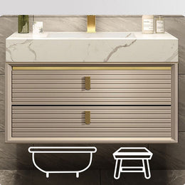 Glam Vanity Set Quartz Top Standalone Cabinet and Mirror Space Saver ...