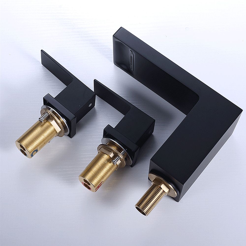 Modern Bathroom Faucet Rod Two-handle Waterfall Bathtub Faucet - Clearhalo