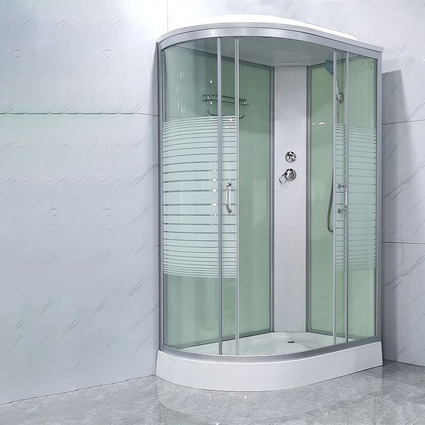 Round Shower Stall Double Sliding Shower Stall with Base Kit - Clearhalo