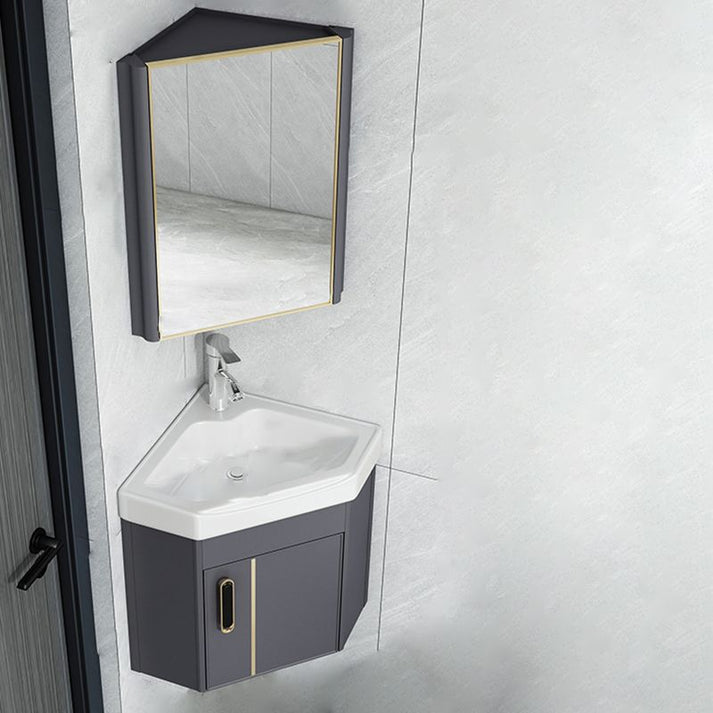 Wall Mounted Corner Bathroom Vanity Cabinet Triangular Abstract Vanity ...