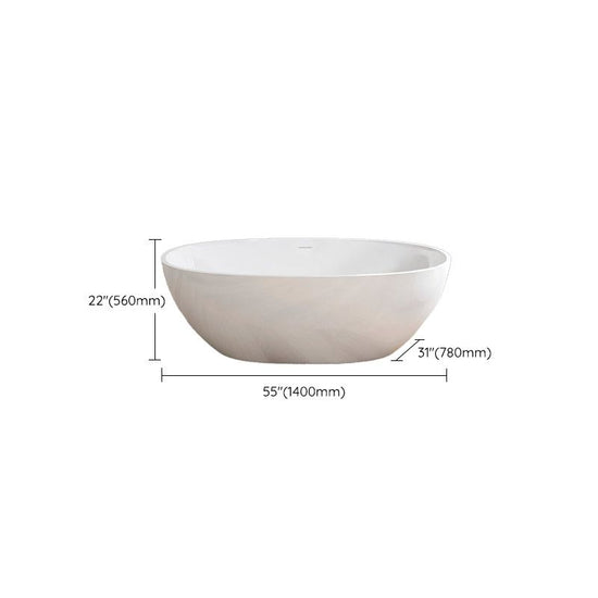 Modern Ellipse Stone Bathtub Freestand Soaking Bathtub with Drain Bath ...