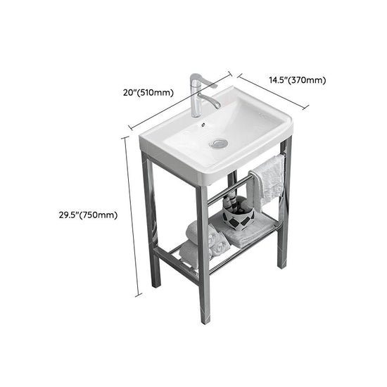 Modern Bathroom Sink Vanity Metal Frame Shelving Included Freestanding ...