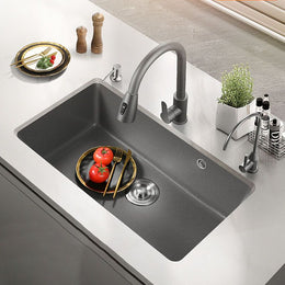 Quartz Kitchen Sink Contemporary Single Bowl Kitchen Sink with Strainer ...