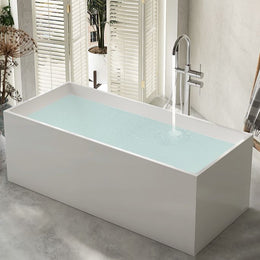 Modern Rectangular Tub Acrylic Freestanding Bathtub for Home - Clearhalo