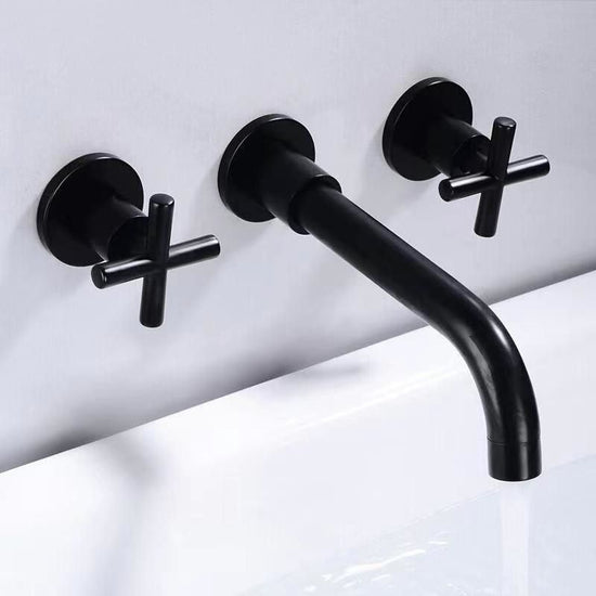 Modern 1 or 2-Handle Bathroom Sink Faucet Circular Wall Mounted ...