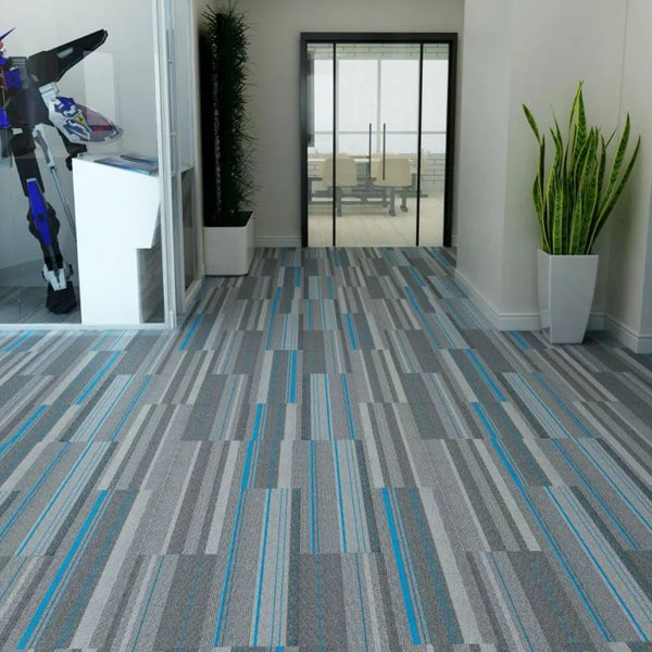 Modern Level Loop Carpet Tiles Stripe Print Interlocking Carpet Floor ...