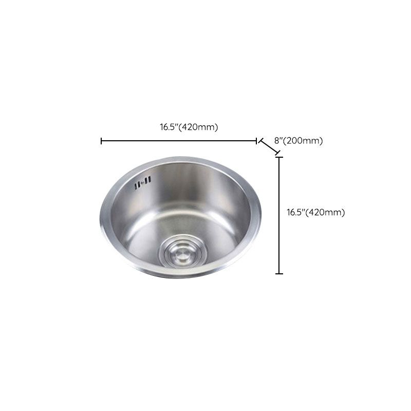 Round Stainless Steel Kitchen Sink with Drain Assembly Drop-In Sink ...