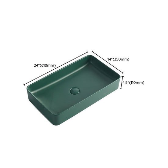 Modern Bathroom Sink Rectangular Vessel Lavatory Sink in Green - Clearhalo