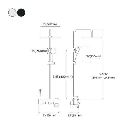 Wall Mounted Shower Adjustable Arm Shower Faucet Metal Shower System ...
