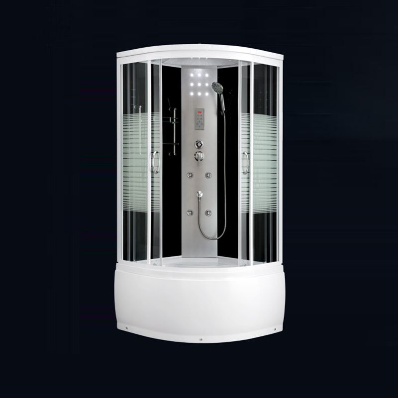 Framed Rounded Shower Stall with Shower Base Tempered Glass Shower ...