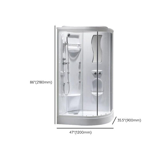 Neo-Round Shower Stall White Tempered Glass Shower Stall with Door ...