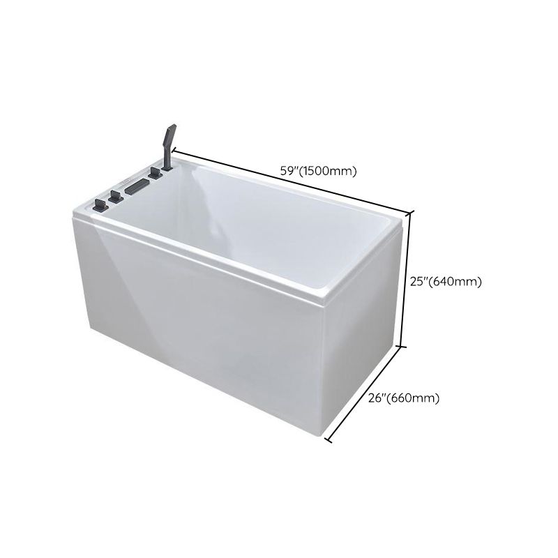 Back to Wall Antique Finish Bath Soaking Rectangular Modern Tub - Clearhalo