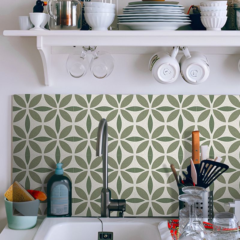 Indoor Vinyl Tile Flower Print Peel and Stick Waterproof Square Vinyl ...