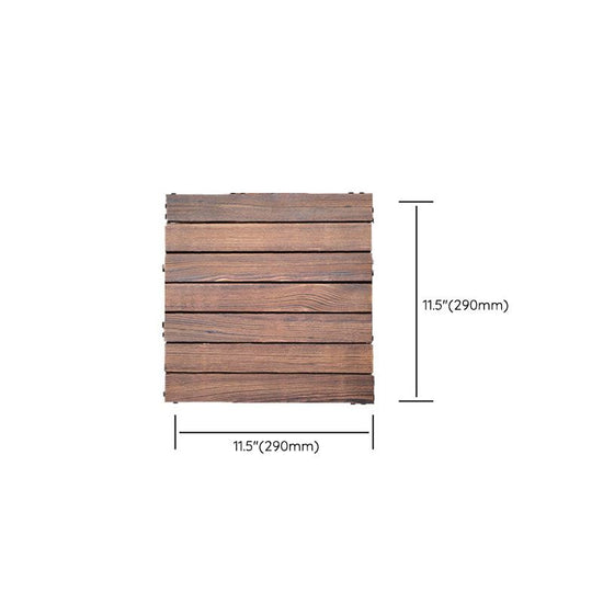 7-Slat Square Wood Patio Tiles Snap Fit Installation Outdoor Flooring ...