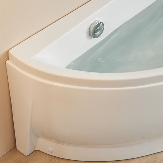 Modern Corner Bath Back to Wall Acrylic Soaking White Bathtub - Clearhalo