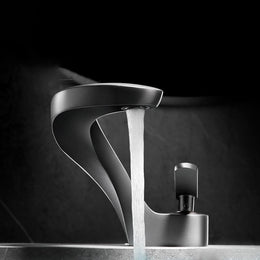 Modern Style Faucet Bathroom Lever Handle Brass Washroom Faucet - Clearhalo