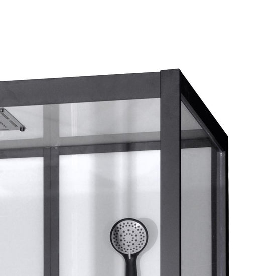 Black Framed Shower Enclosure Single Sliding Square Shower Kit - Clearhalo