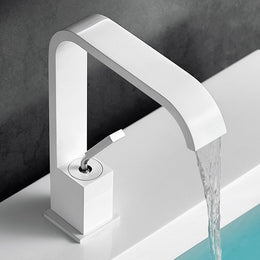 Unique Sink Faucet Bathroom Brass Solid Color Waterfall Spout Faucet ...