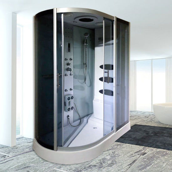 Round Double Sliding Tub & Shower Kit Corner Tempered Glass Tub ...