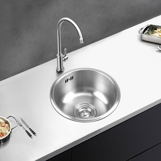 Round Stainless Steel Kitchen Sink with Drain Assembly Drop-In Sink ...