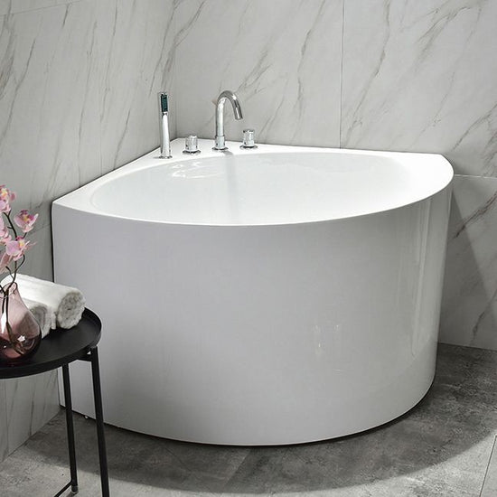 Back to Wall Bathtub Antique Finish Soaking Modern Corner Bath Tub ...